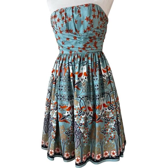 Alberto Makali | Dresses | Albert Makali Silk Strapless Fit Flare Aqua ...
